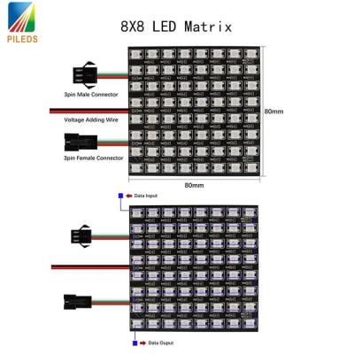 China WS2812B Flexible LED Matrix Panels 8x8 Full Color 1000cd/M2 Helderheid Te koop