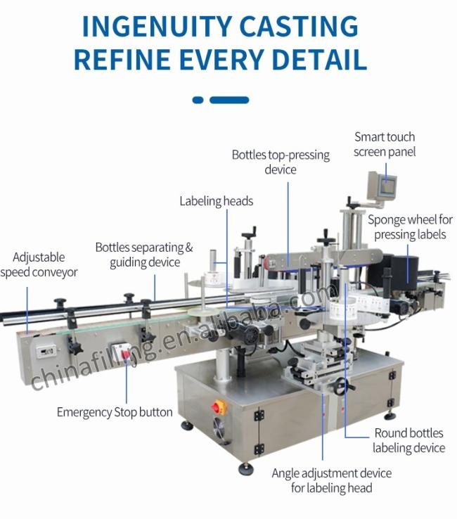 Two-Side Water Sachet Yogurt Wine Wrap Round Bottle Label Labeler Automatic Sticker Labeling Machine