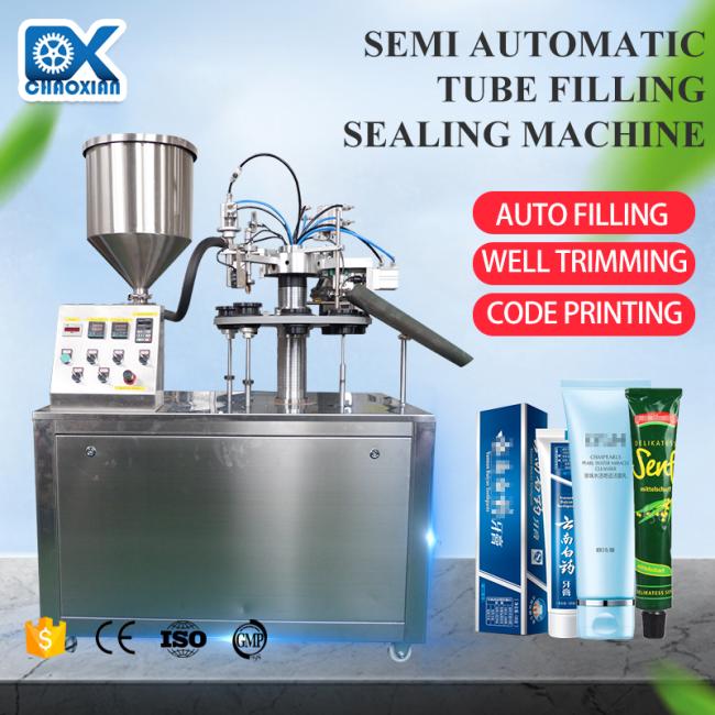 Semi Automatic Sunscreen Tubes Filling Sealing Machine Hair Conditioner PP Soft Plastic Tube Filler