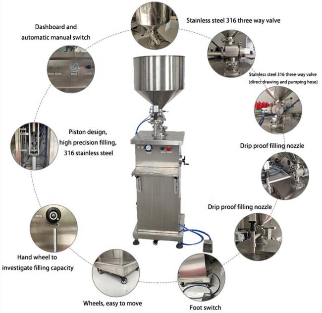 Vertical Stainless Steel Whipped Cream Glass Syringe 60ml Viscous Injectable Liquid Filling Machine