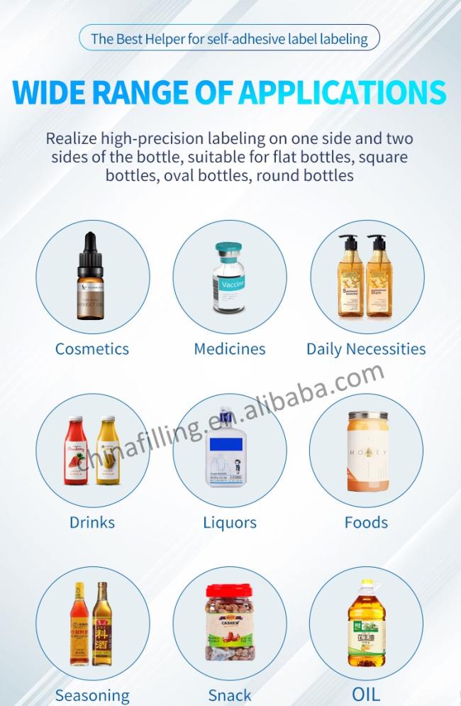Guangzhou Automatic Adhesive Labels for Detergent Flat Plastic Bottle Package Labeling Machine