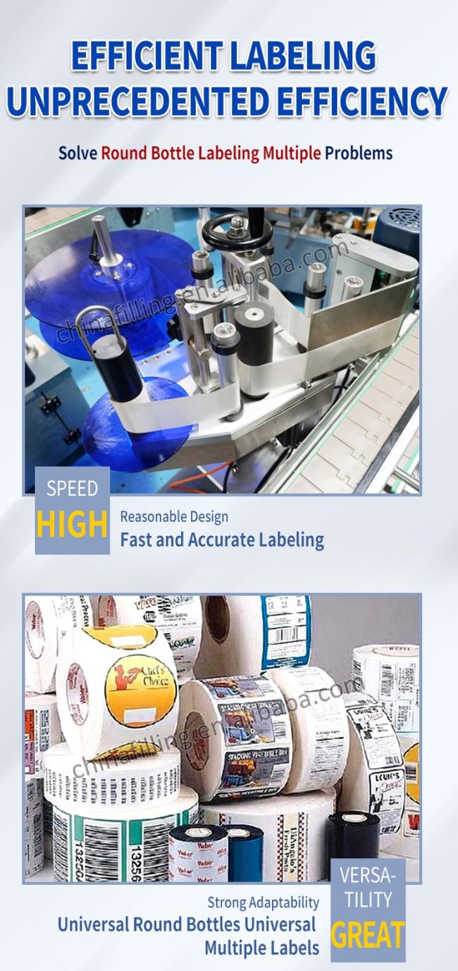 Tabletop Three Face Labeler Tinplate Can Adhesive Round Bottle Automatic Label Applicator Machine