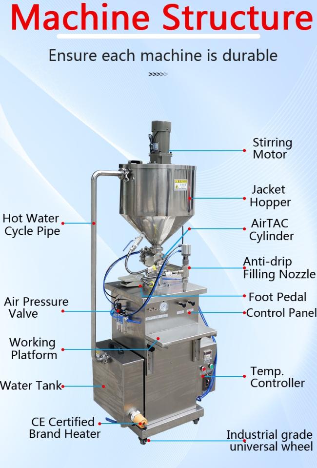 Semi Automatic Shea Butter Candle Liquid Filler With Mixer And Heater Filling Machine for Llip Gloss