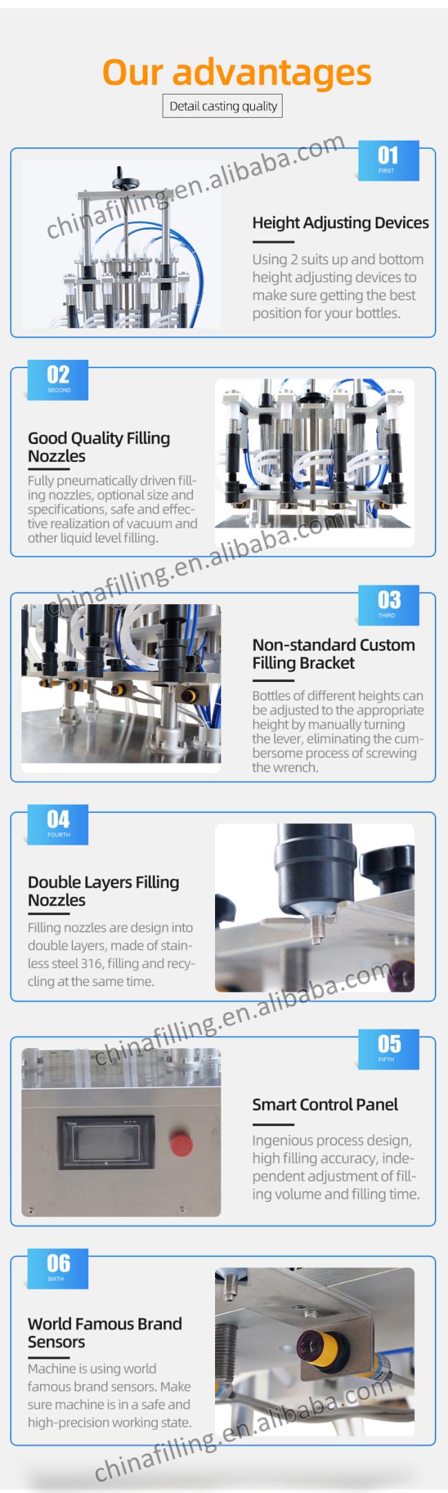 Semi Automatic 4 Head Nozzle Vacuum Equal Liquid Level Glass Bottle Perfume Filling Machine Filler