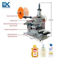 China Semi Automatic Flat Surface Labeling Machine for Bottles 20-200mm Length 220V 110V for sale