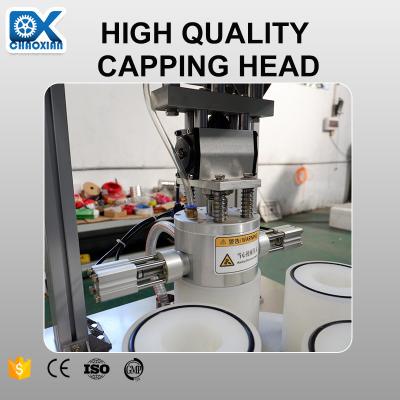 China Hot Spice Sauce Bottle Screw Cap Tinplate Lid Sealing System Semi Automatic Vacuum Capping Machine for sale