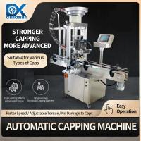 China High Speed Linear Automatic Servo Capping Machine for Milk Bottles 1800-2400bph 220V for sale