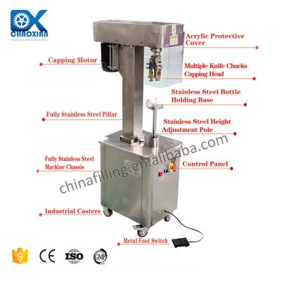 China CE Certificated Factory Direct Semi Automatic Ropp Plastic Screw Cap Wine Bottle Capping Machine for sale