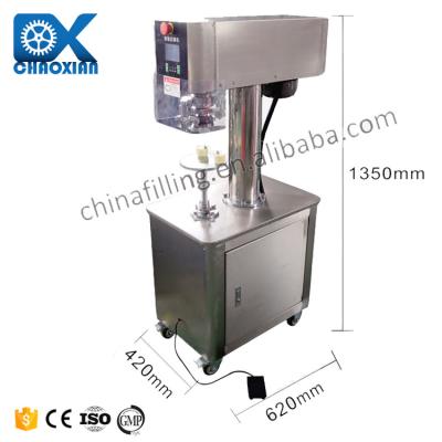China Easy Open Pneumatic Soft Drinks Drum Cap Tin Aluminum Can Sealer Metal Seaming Sealing Machine for sale