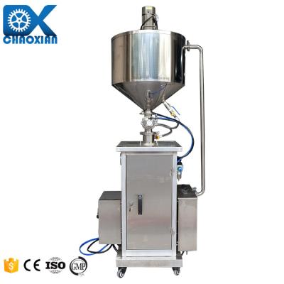 China Filler with Heater and Hopper Honey Cream Paste Heating Mixing Tank Petroleum Jelly Manual Filling for sale