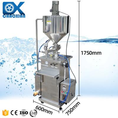 China Filler with Heater and Hopper Honey Cream Paste Heating Mixing Tank Petroleum Jelly Manual Filling for sale