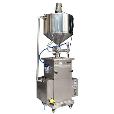China Semi Automatic Body Cream Lotion Scrub Piston Bottle Filler With Heater Sugar Filling Machine for sale