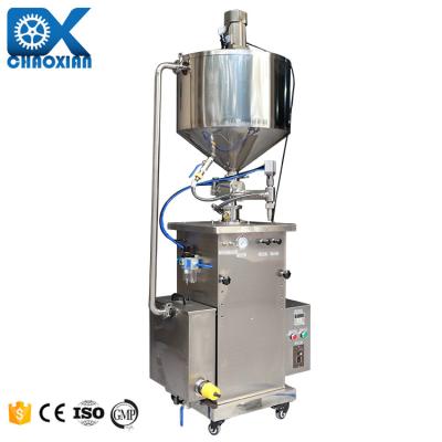 China Semi Automatic Body Cream Lotion Scrub Piston Bottle Filler With Heater Sugar Filling Machine for sale