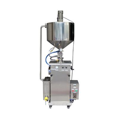 China Mini Liquid Heat Mixer Tank Mixing Filler Equipment Thick Sauce Oil Cream Lipstick Filling Machine for sale