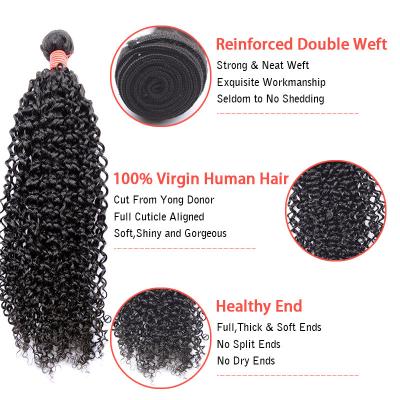Cina Human Virgin Cuticle Hair Weave Kinky Curly 100% Hair bundle Narural color Extension in vendita