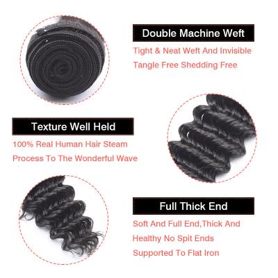 China Weave encaracolado do cabelo peruano do Virgin, pacotes profundos da onda com fechamento nenhum emaranhado à venda