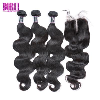 China Weave alinhado cutícula do cabelo humano do corpo com fechamento do laço do cabelo humano de Extentions à venda