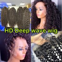 China 100% Unprocessed 5 By 5 HD Glueless Closure Wig Deep Wave for sale