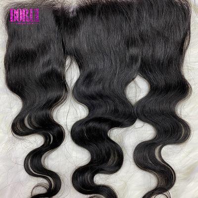 Cina 13*6 Unprocessed Baby Hair Body Wave Lace Frontal With Hair Bundles For Black Women in vendita