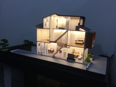 China Interior miniature house scale model with led light and furniture for sale