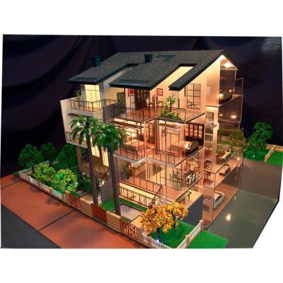 China Miniature 1/50 scale villa house model with interior furniture and light for sale