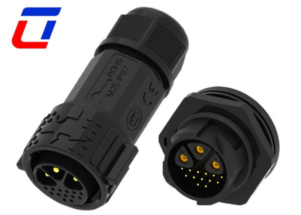 Quality 30A 3 Pin 600V Circular Quick Release Wire Connector Waterproof Male To Female for sale