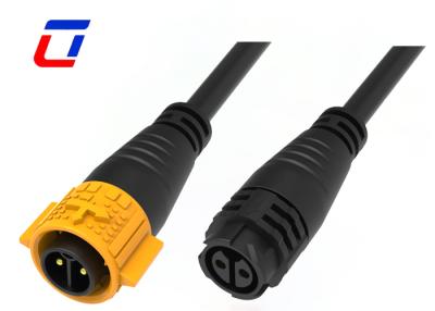China IP67 Waterproof Power Cable Connector M19 2Pin Yellow Molded Push Lock Connectors for sale