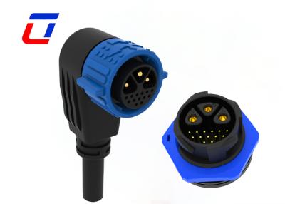 China M23 20A Male Female Plug Socket Self Locking 3+13 Pin 90 Degree Cable Connector IP67 for sale
