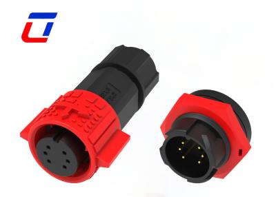 China Brass Gold-Plated M19 300V 15A 6 Pin Male Female CE Push Lock Data Connector for sale