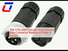 30A 3 pin 600V Circolare connessione del filo a rilascio rapido impermeabile maschio a femmina