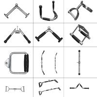 China Integrated Workout Gym Trainer Pull Down Bar Handle with Grips Cable Barbell Attachment for sale