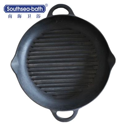 China Black Pre-seasoned Cast Iron Grill Pan with Two Ears For Home Cooking for sale