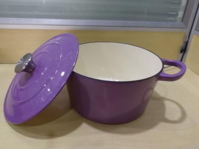 China Hot Sale Cheap Price  Energy Saving Purple Enameled Cast Iron Cookwares set With flash silver for sale