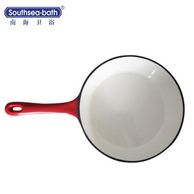 China Favored By Contemporary Women High Quality Professional Factory Red Enamel Cast Iron skillet / frying pan for sale