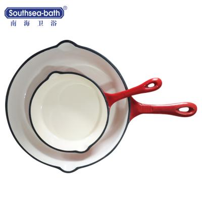 China Favored By Contemporary People  Professional Factory Red Enamel Cast Iron skillet / frying pan for sale