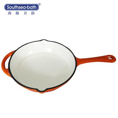 China Favored By Contemporary People  Professional Factory Red Enamel Cast Iron frying Pan for sale