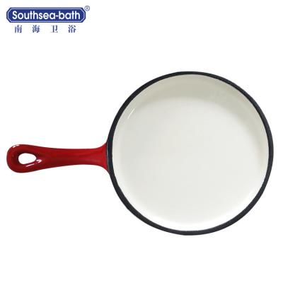 China 2018 Popular Professional Factory Eco-friendly Good Price Red Enamel Cast Iron Fry Pan for sale