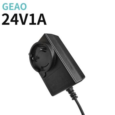 China 24V 1A Black Interchangeable Power Adapter OEM / ODM Customized for sale