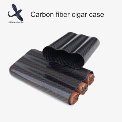 China 3K full carbon fiber 3 packs cigar case humidor customized Logo Ultra Light cigar case for sale