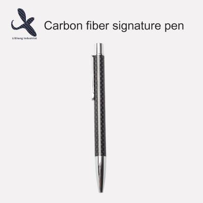 China Rotating Type carbon fiber with stainless steel inner black signature pen carbon fiber gift pen for sale