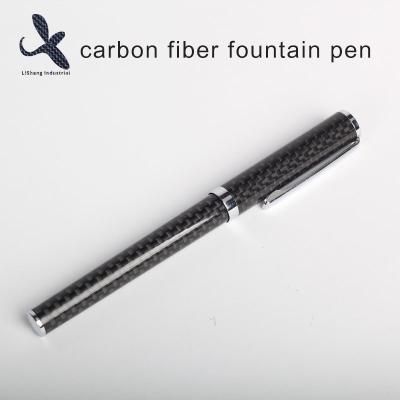 China fashion carbon fiber with stainless steel inner black fountain pen carbon fiber gift pen for sale