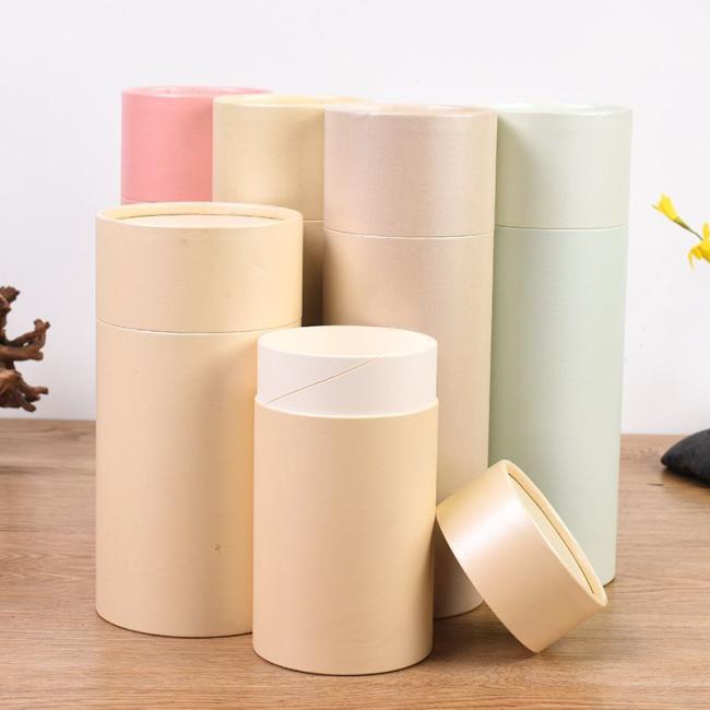 Cute Fancy Art Paper Round Tube Cylindrical Corrugated Paper Tea Coffee Nutrition Facial Creams Paper Jar Tube