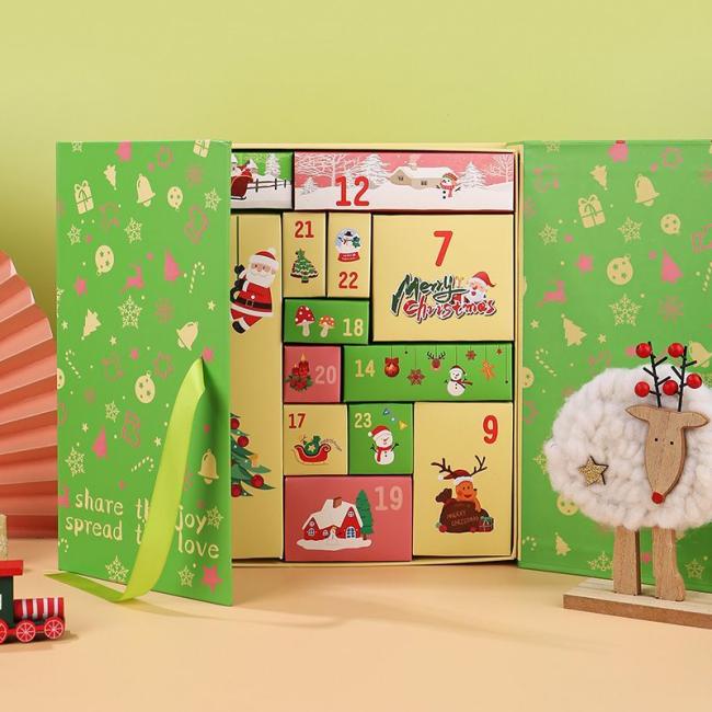 Open Door Magnetic Box Christmas Xmas Gift Packaging Food Box Advent Calendar Custom Product Packing Box for Toy Chocolate Cosmetic Jewelry