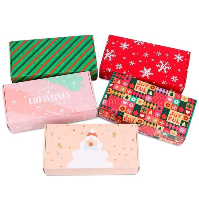 Custom Retail Logo Color Paper Mailing Product Gift Box Printed Corrugated Folding Shipping Kraft Mailer Packaging Cardboard Boxes for Christmas Xmas