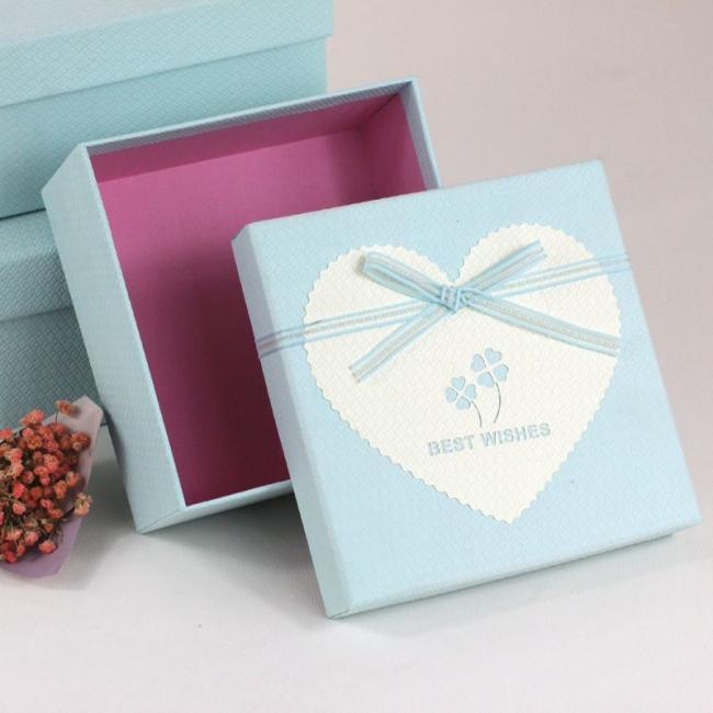 New Arrival Rigid Lid and Base Carton Paper Cardboard Packaging Square Gift Box for Jewelry Cosmetic Perfume Lipstick Makeup Ring with Bowtie Thanks Card