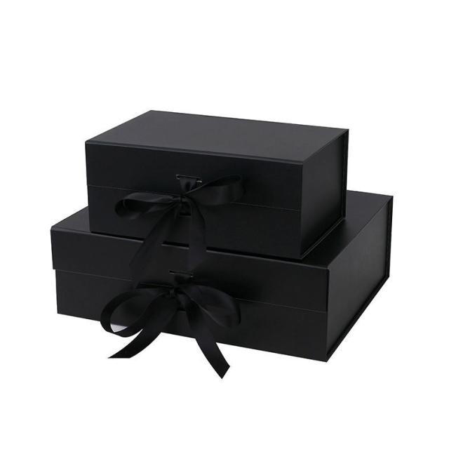 Elegant Packaging Boxes 100% Recycled Paper Ribbon Tie Magnetic Gift Boxes with Matte Finish for Promotions