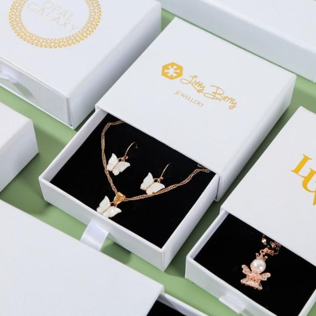 Luxury Foil Stamping Custom Logo Rigid Drawer Boxes Packaging Gift Jewellery Box