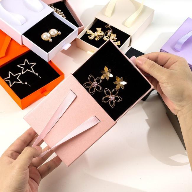 Slider Drawer Box Cardboard Jewelry Set Earrings Necklace Packaging Paper Box