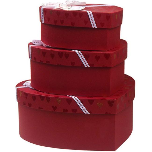 Fashion Luxury High Custom Christmas Seasonal Red Color Heart Shaped Lid and Base Paper Packaging Chocolate Box