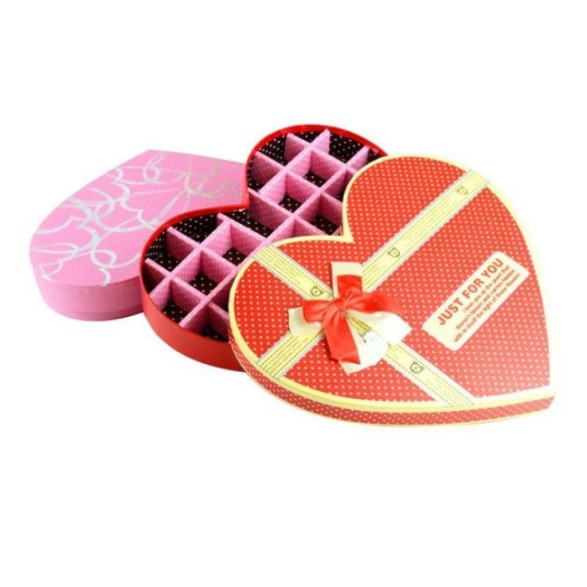 Fashion Luxury High Custom Christmas Seasonal Red Color Heart Shaped Lid and Base Paper Packaging Chocolate Box